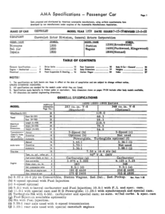 1959 Chevrolet AMA Specification Sheets Full Line Revision ...