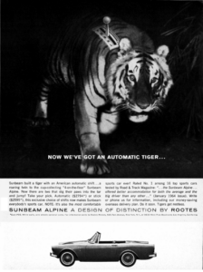 1964 Sunbeam Tiger Ad "Now we've got an automatic Tiger ...