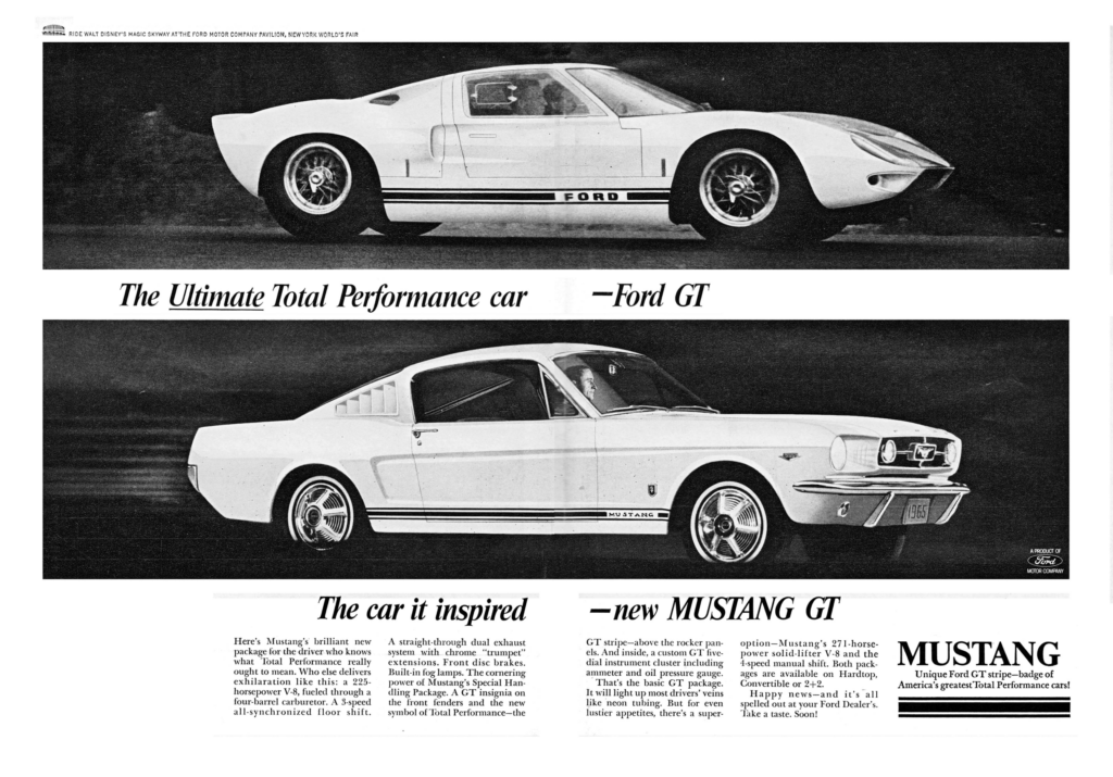 1965 Ford Ad Mustang GT - GT40 "The ultimate Total Performance ...